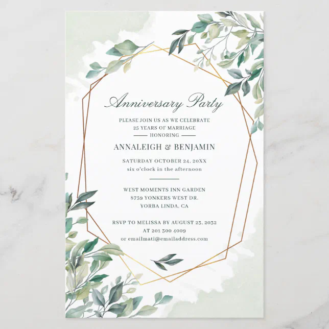 Eucalyptus Wedding Anniversary Party Invitation | Zazzle