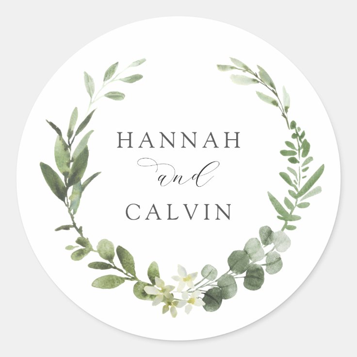 Eucalyptus Wedding Classic Round Sticker | Zazzle