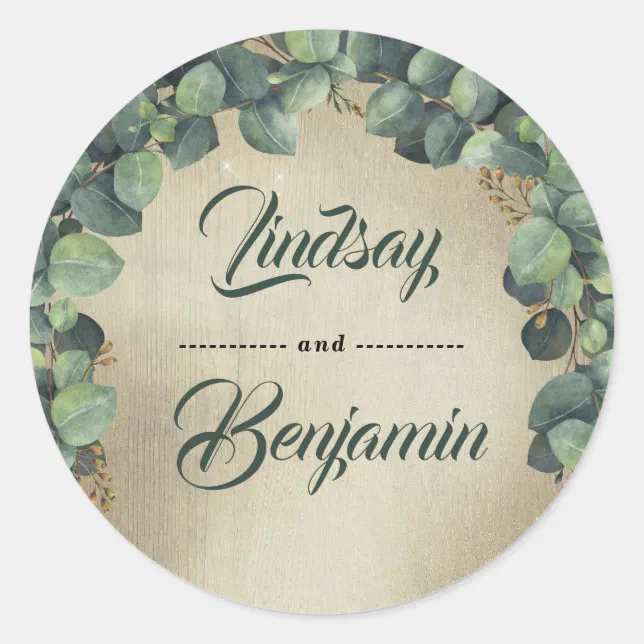 Eucalyptus Wedding Classic Round Sticker | Zazzle
