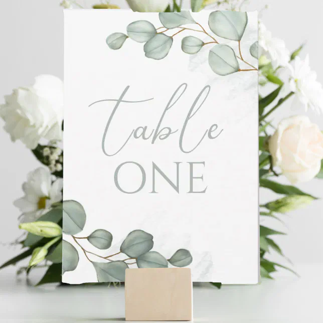 Eucalyptus Wedding Elegant Foliage Table Number | Zazzle