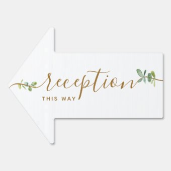 Eucalyptus Wedding Reception This Way Arrow Sign | Zazzle