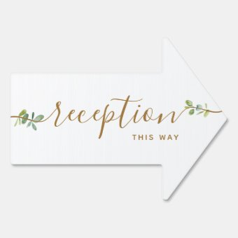 Eucalyptus Wedding Reception This Way Arrow Sign | Zazzle