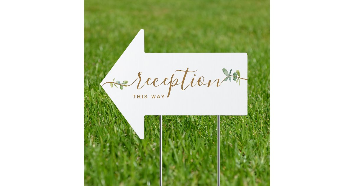 Eucalyptus Wedding Reception This Way Arrow Sign | Zazzle