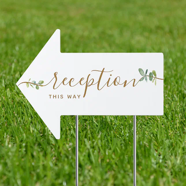 Eucalyptus Wedding Reception This Way Arrow Sign | Zazzle