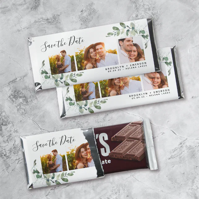 Eucalyptus Wedding Save The Date Custom Candy Bars | Zazzle