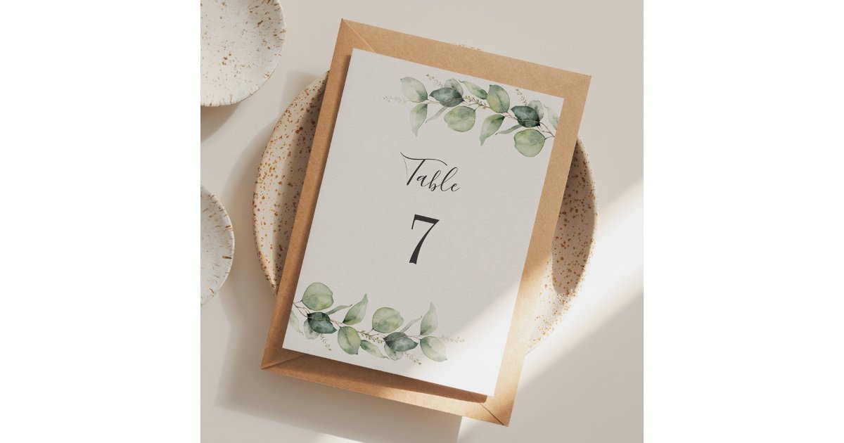 Eucalyptus Wedding Seating Table Number 7 | Zazzle