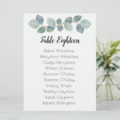 Eucalyptus Wedding Seating Table Number Names List | Zazzle