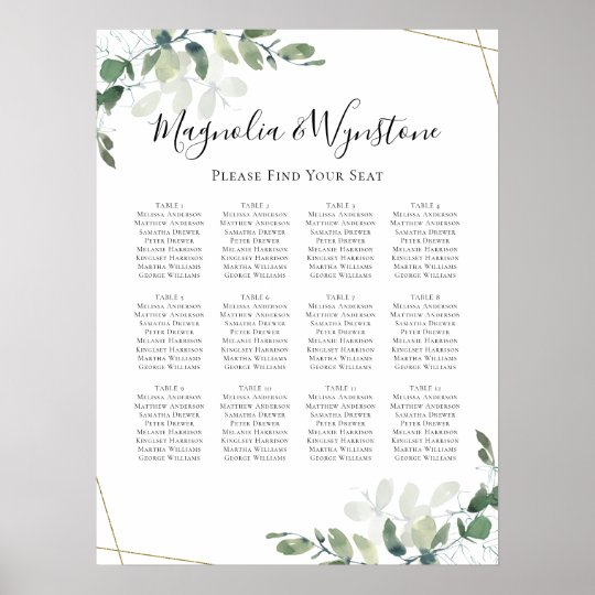 Eucalyptus Wedding Table Seating Chart | Zazzle.com