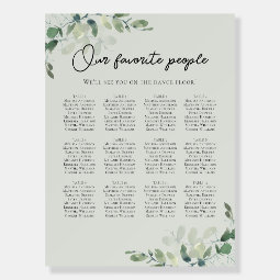 Eucalyptus Wedding Table Seating Chart Foam Board | Zazzle