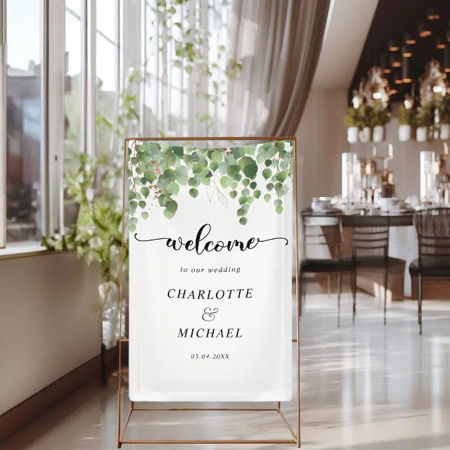 Eucalyptus Wedding Welcome Banner | Zazzle