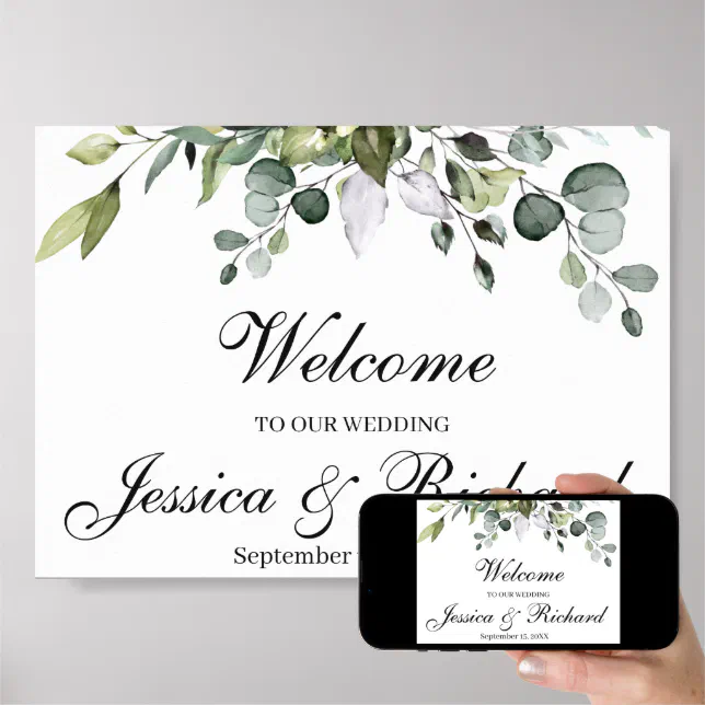 Eucalyptus Wedding Welcome Poster Sign | Zazzle