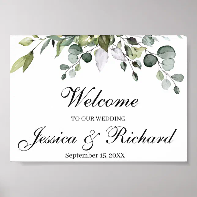 Eucalyptus Wedding Welcome Poster Sign | Zazzle
