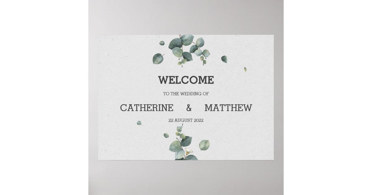 Eucalyptus Wedding Welcome Sign Poster | Zazzle