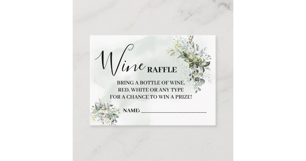 Eucalyptus Wine raffle ticket bilingual card | Zazzle