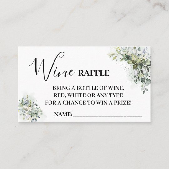Eucalyptus Wine Raffle Ticket card Bridal Shower | Zazzle.com