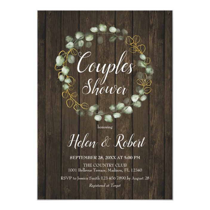 Eucalyptus Wreath Rustic Couples Shower Invitation | Zazzle.com