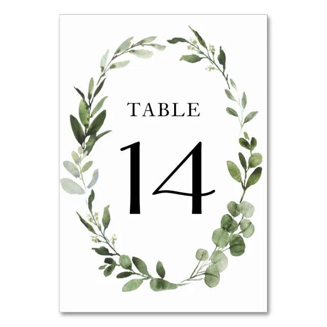 Eucalyptus Wreath Table Number | Zazzle