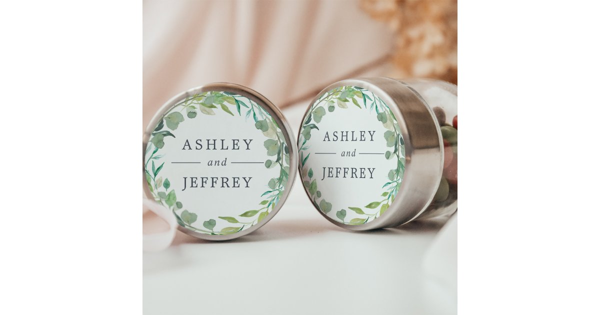 Eucalyptus Wreath Wedding Classic Round Sticker | Zazzle