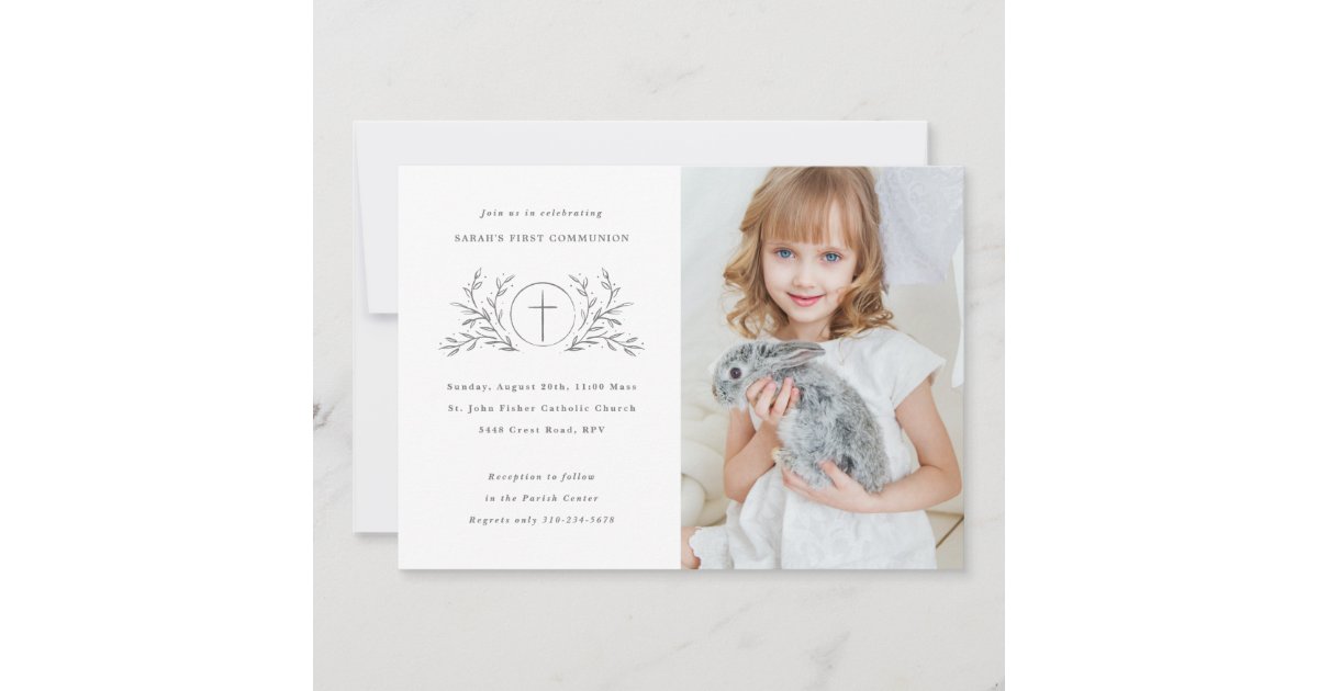 Eucharist Custom Color First Communion Photo Invitation | Zazzle