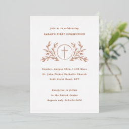 Eucharist First Communion White Foil Invitation | Zazzle