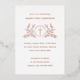 Eucharist First Communion White Foil Invitation | Zazzle