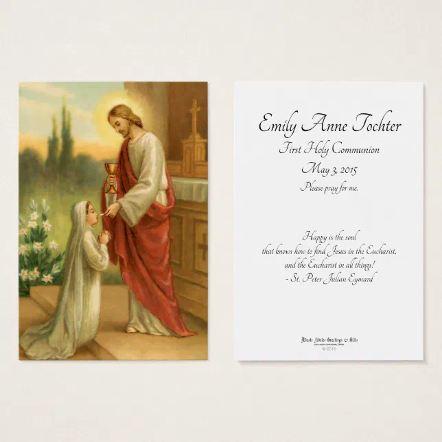 Eucharist in All First Communion Prayer Cards | Zazzle