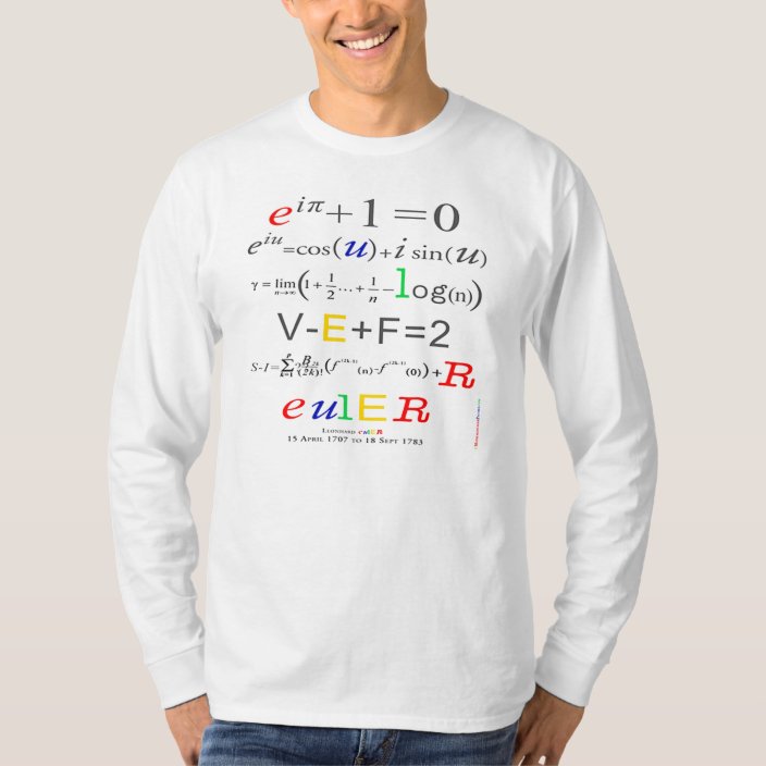 Euler's Formula, Men's Long Sleeved Math T-Shirt: T-Shirt | Zazzle.com