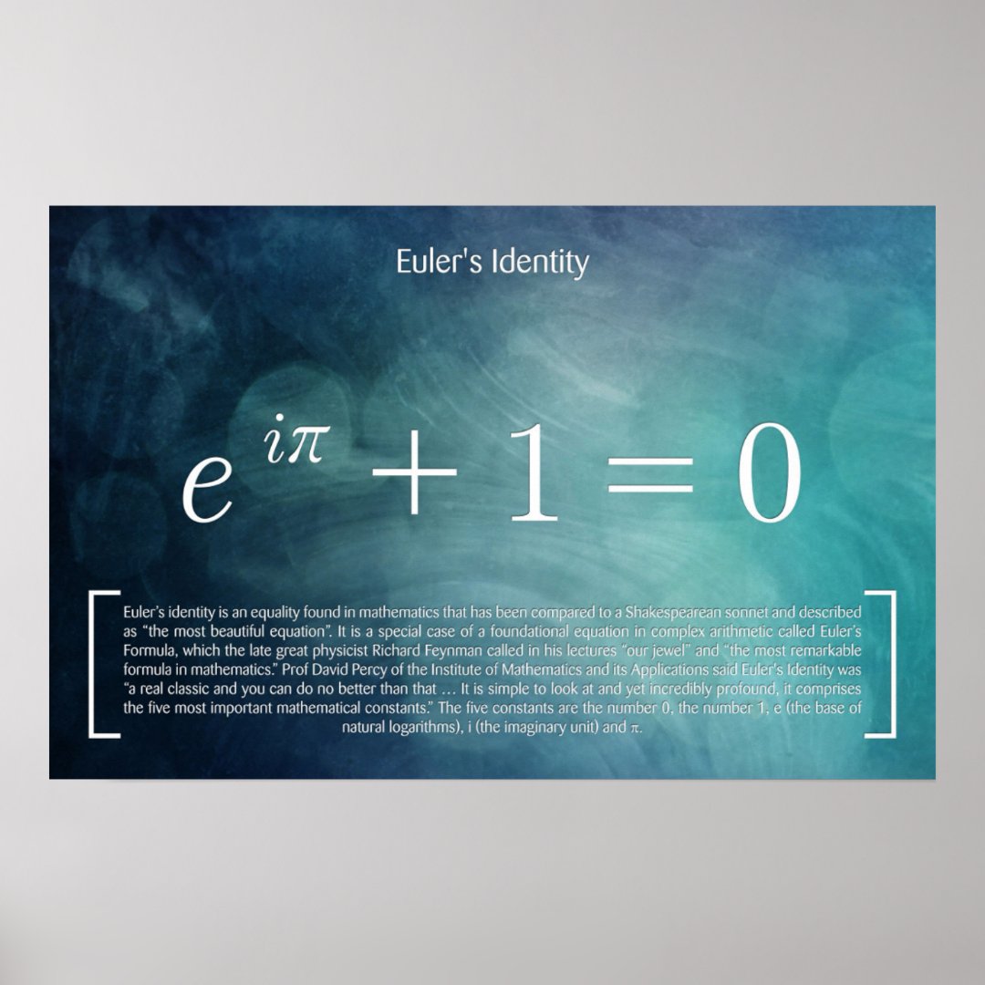 Euler's Identity - Math Poster | Zazzle