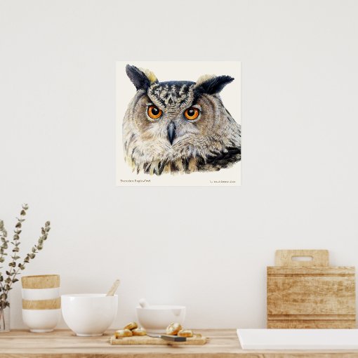Eurasian Eagle Owl Ornithological fine art poster | Zazzle