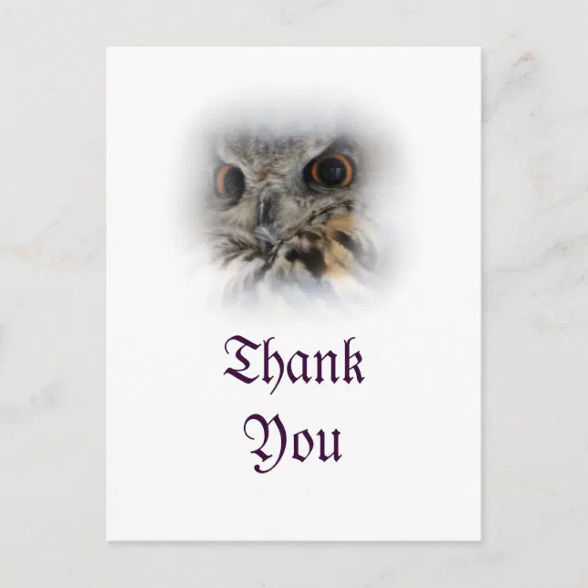 Eurasian Eagle-owl Thank You Postcard | Zazzle