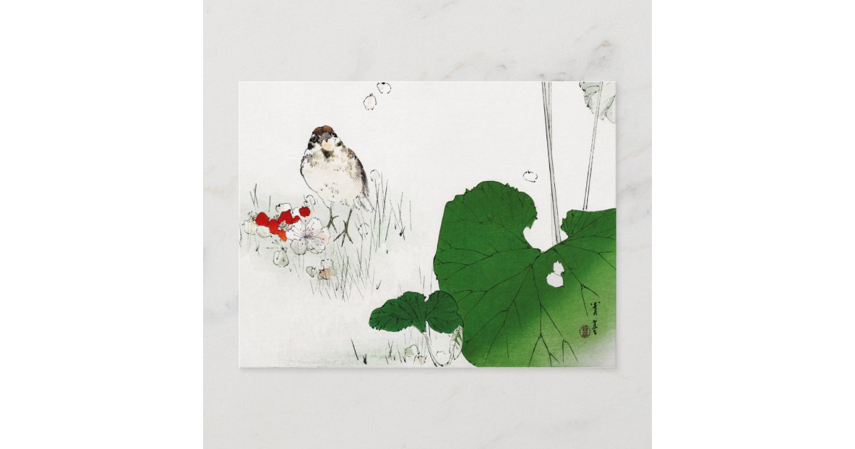 Eurasian Tree Sparrow, Watanabe Seitei Postcard | Zazzle