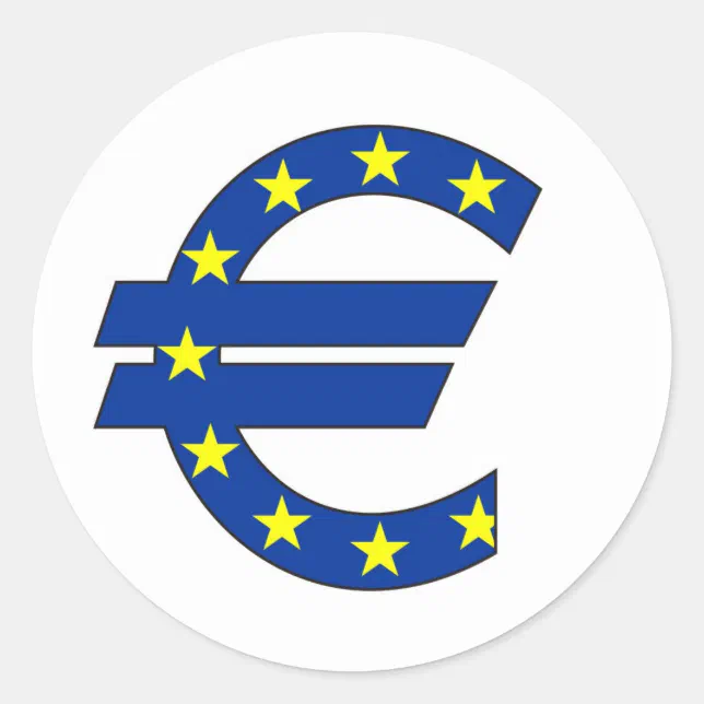 euro currency symbol money sign classic round sticker | Zazzle