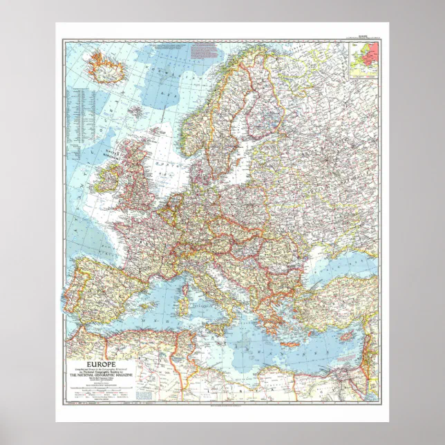 " Europe: 1957 Detailed MAP ... Poster | Zazzle