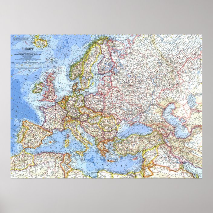 " Europe: 1962 Detailed MAP ... Poster | Zazzle