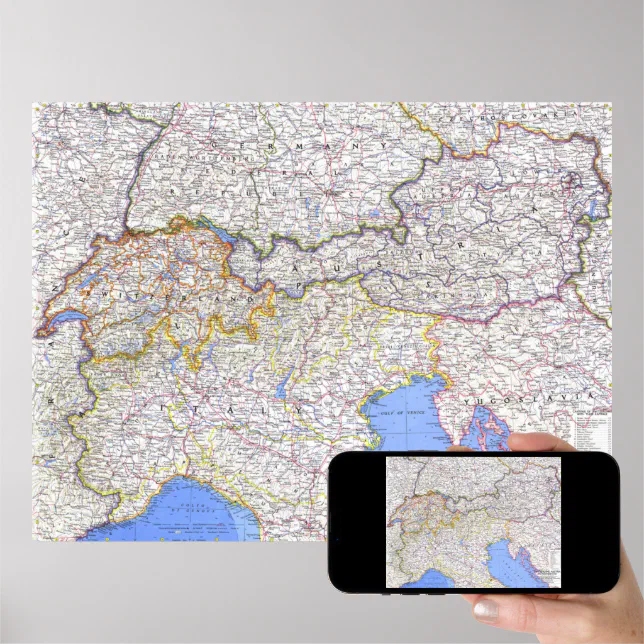 " Europe: 1965/today - map of the Alpine countries Poster | Zazzle