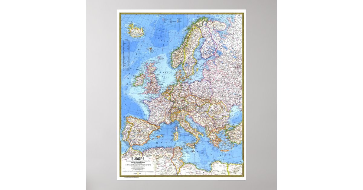" Europe: 1977 Detailed MAP ... Poster | Zazzle
