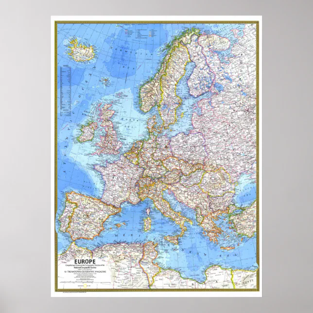 " Europe: 1977 Detailed MAP ... Poster | Zazzle
