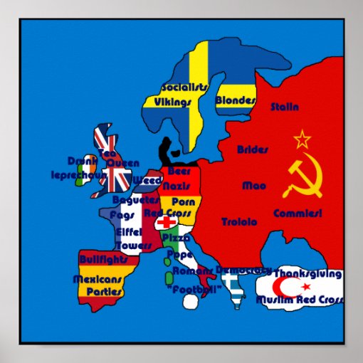 Europe According To Americans Map Poster | Zazzle