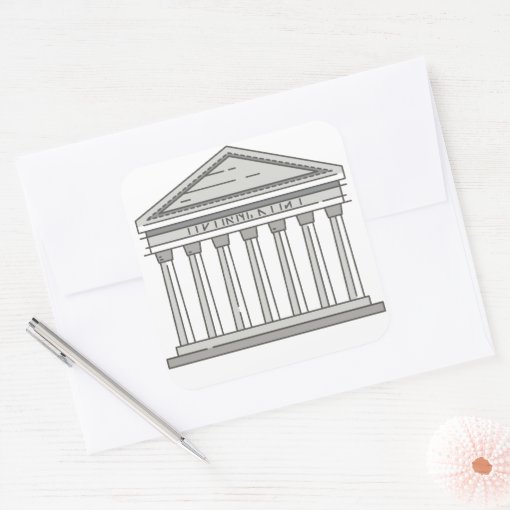 Europe ancient roman pantheon temple WorldLandmark Square Sticker | Zazzle