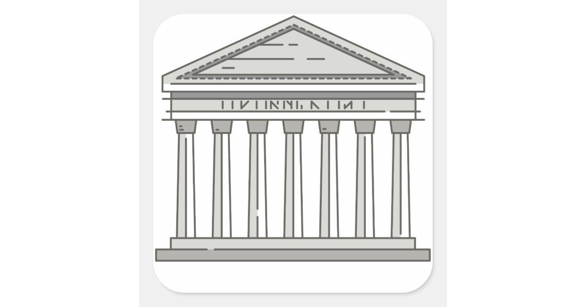 Europe ancient roman pantheon temple WorldLandmark Square Sticker | Zazzle