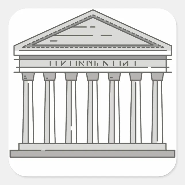 Europe ancient roman pantheon temple WorldLandmark Square Sticker | Zazzle