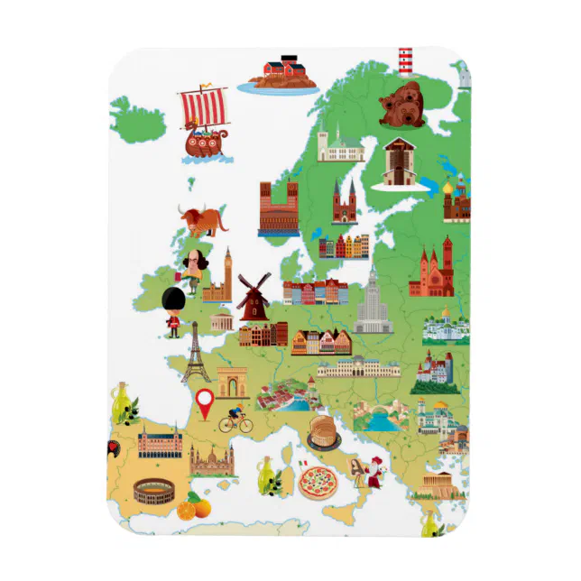 Europe Cartoon Map Magnet | Zazzle