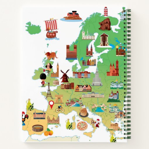 Europe Cartoon Map Notebook | Zazzle