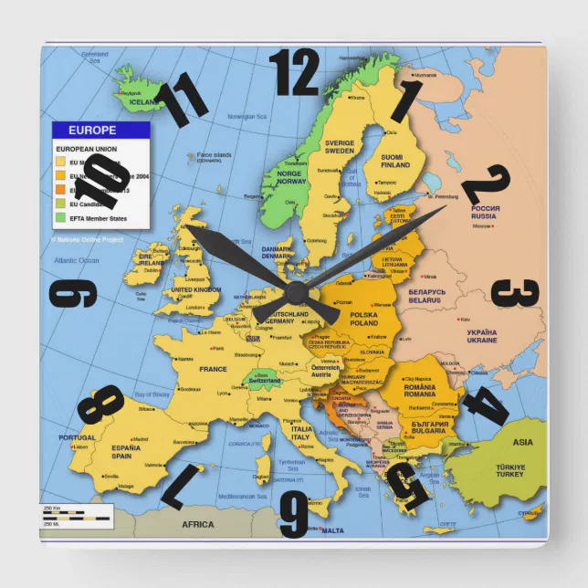 Europe map clock | Zazzle