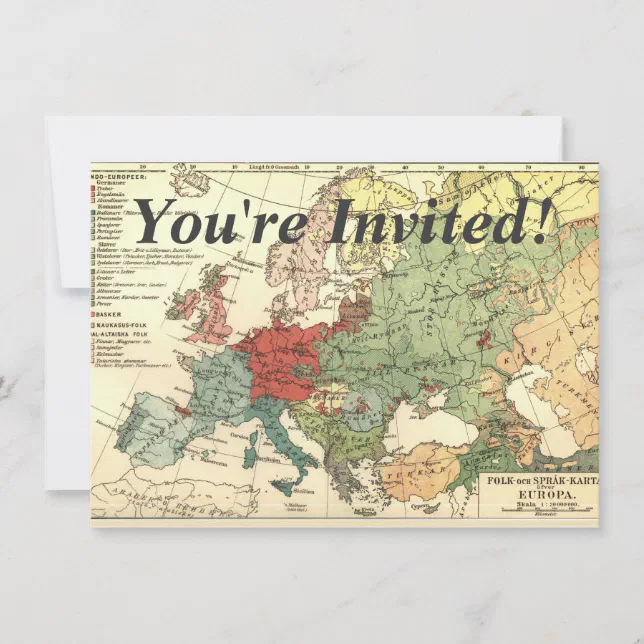 Europe Map Countries World Antique Invitation | Zazzle