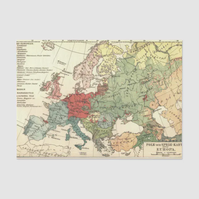 Europe Map Countries World Antique Tissue Paper | Zazzle