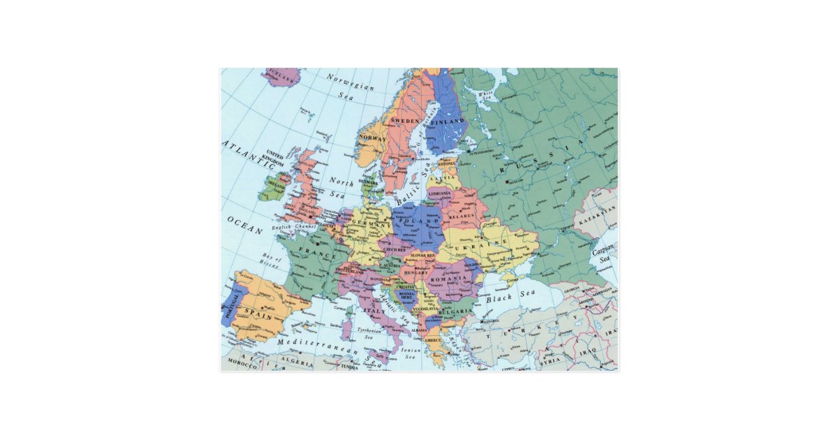 Europe map postcard | Zazzle.com