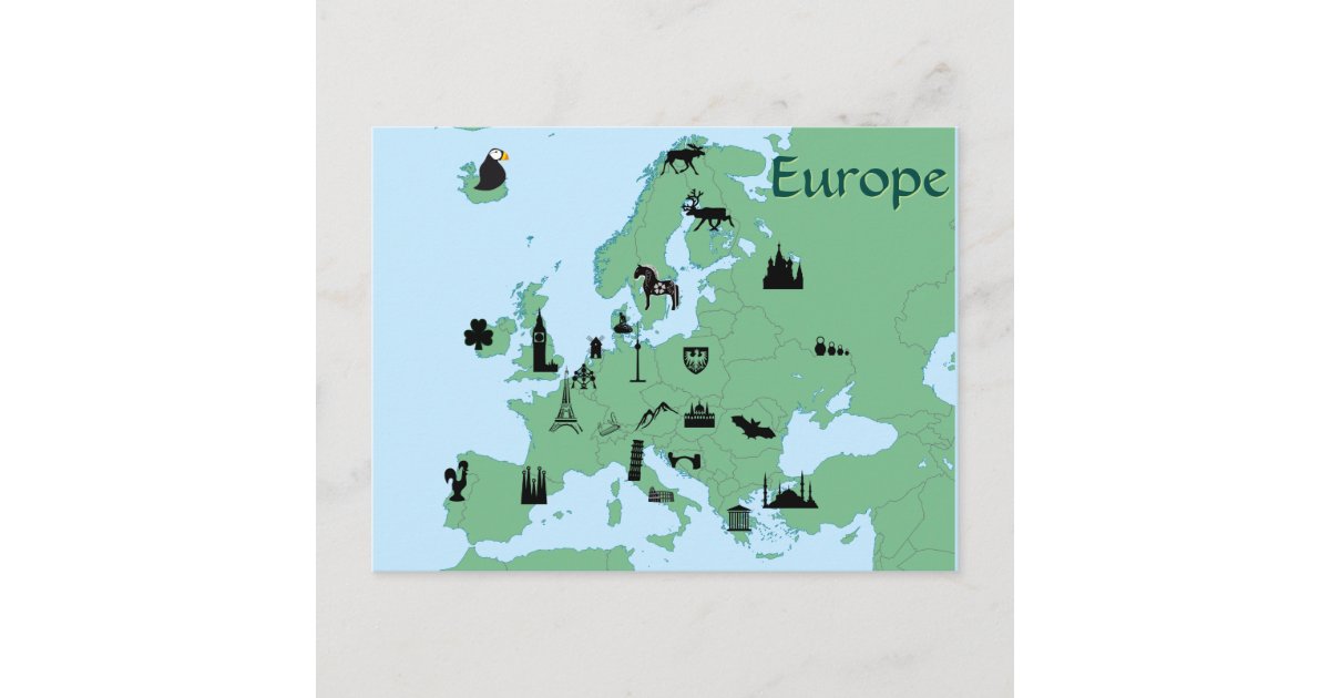 Europe Map Postcard | Zazzle