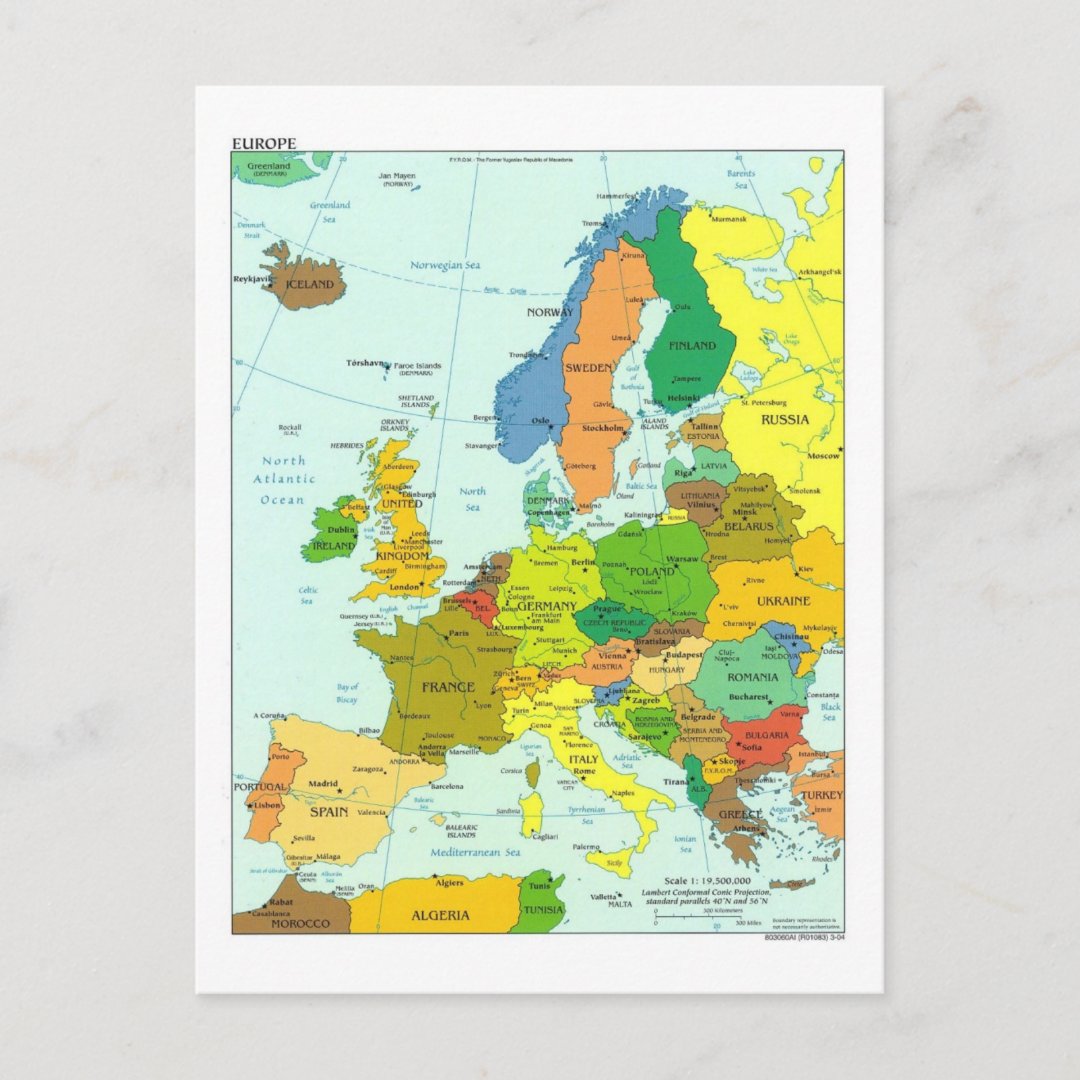 Europe map postcard | Zazzle