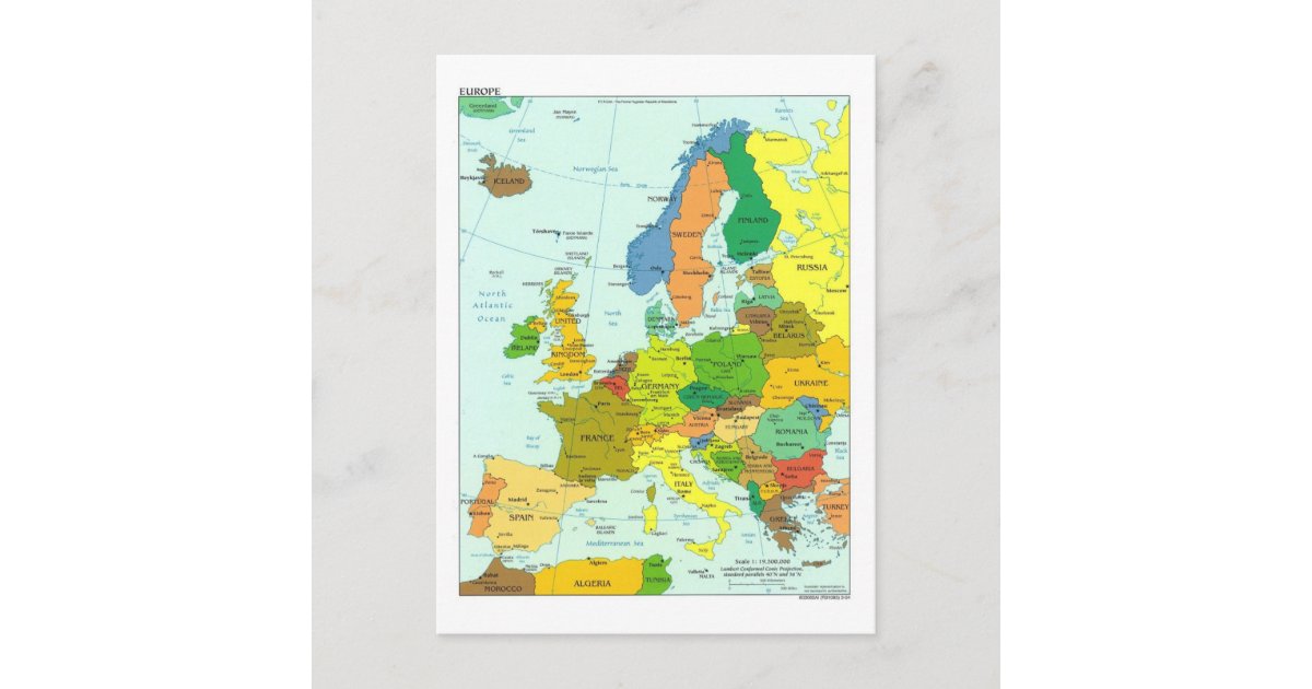 Europe map postcard | Zazzle